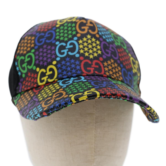 Gucci | Accessories | Gucci Gg Psychedelic Cap Pvc Leather M 58 ...
